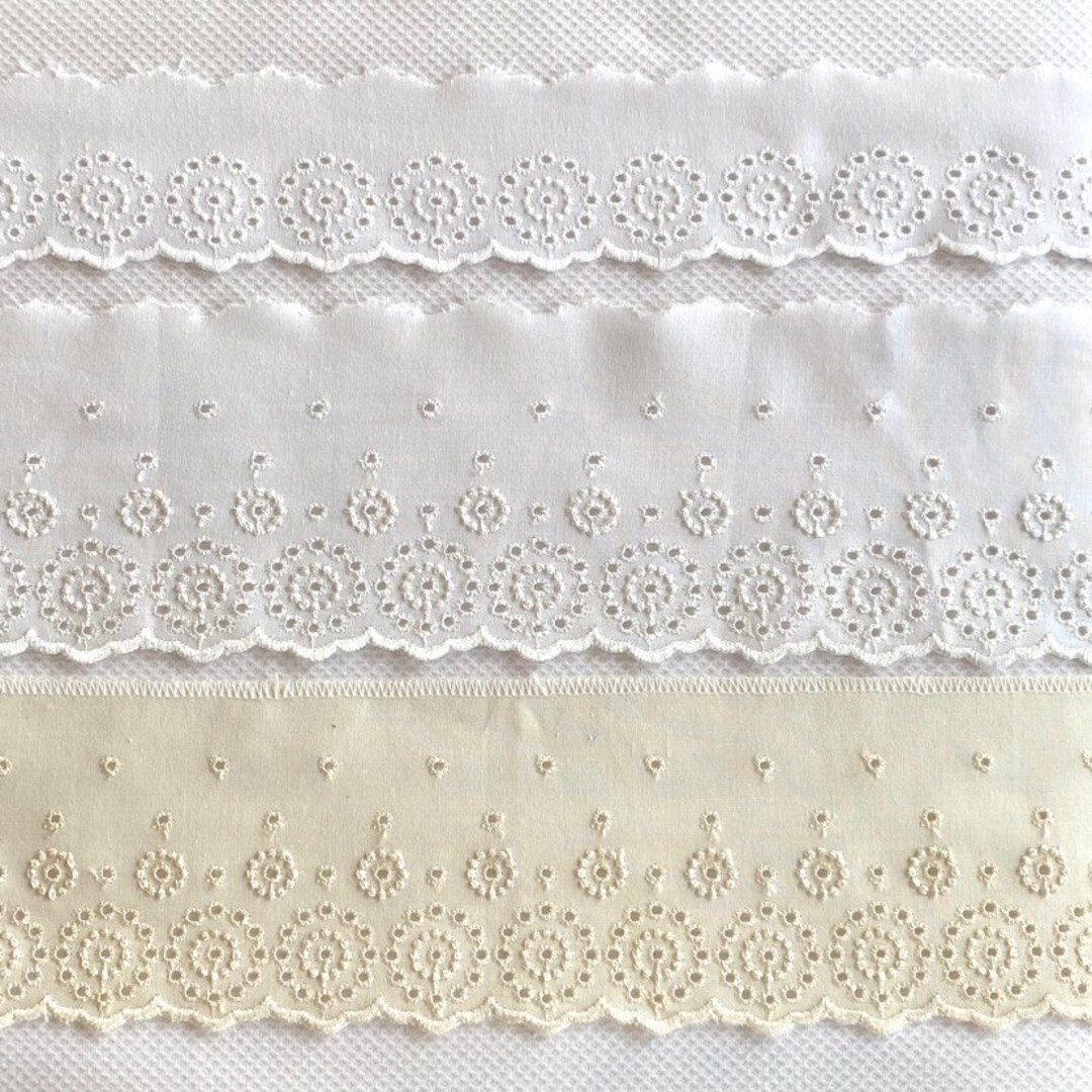 Batiste Embroidery Edging in White or Ivory Galloon White Embroidery ...