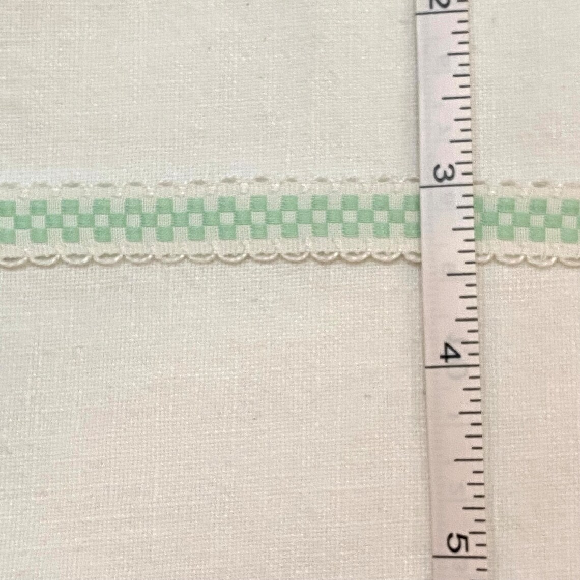 Mint Scalloped Trim Check Ribbon Checkered Mint Ribbon - Etsy