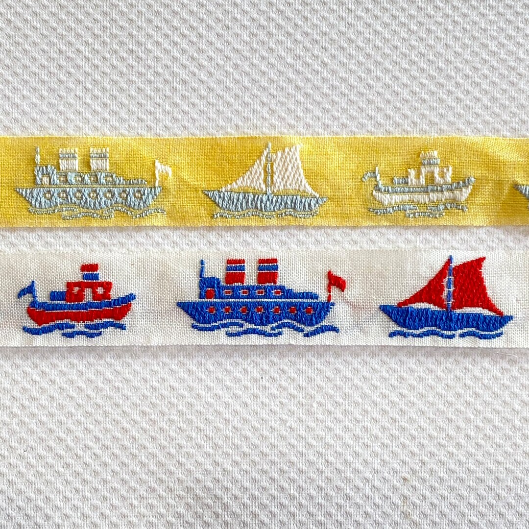 5 Yds Ship Boat Sailboat Jacquard Ribbon - Etsy