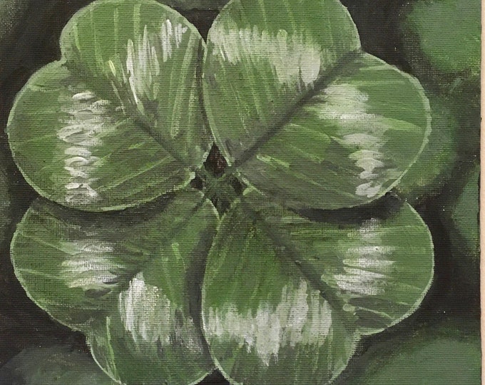Four Leaf Clover Original Acrylic Painting 10x7.5, Hand Painted, Unique ...