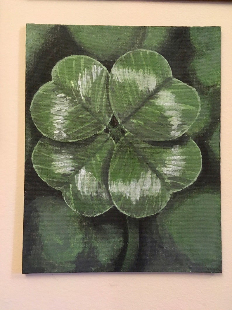 Four Leaf Clover Original Acrylic Painting 10x7.5 Hand - Etsy