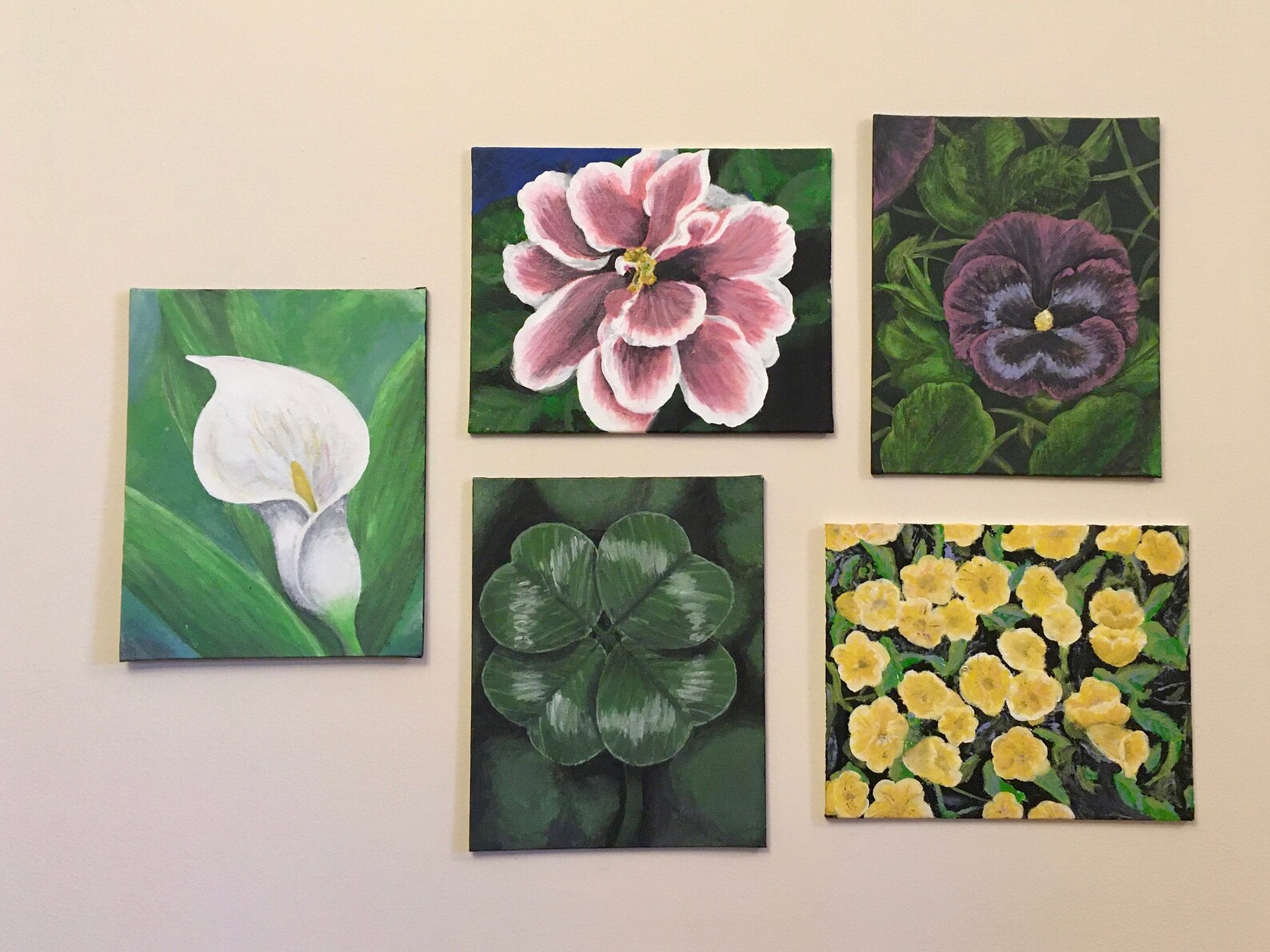 Four Leaf Clover Original Acrylic Painting 10x7.5 Hand | Etsy