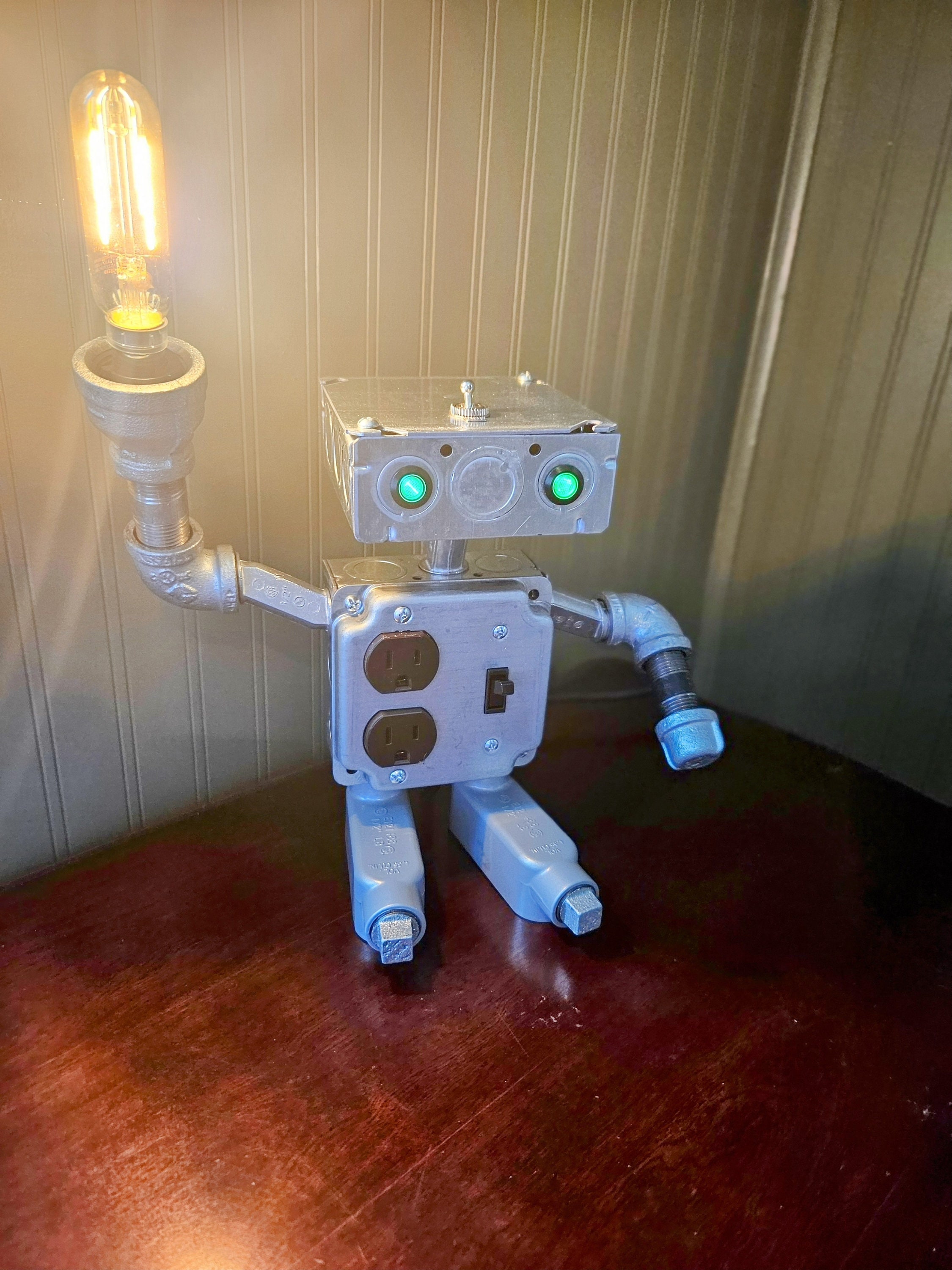 RACO the Robot Table Lamp Steampunk Lamp With Night Light Eyes 7.5ft ...