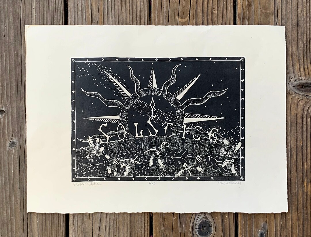 Winter Solstice - Original Handcarved Linocut Print, Limited Edition - Etsy