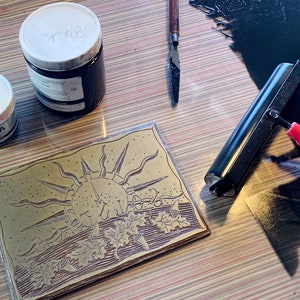 Hand Printed Winter Solstice Note Cards - Linocut Original Art Greeting ...