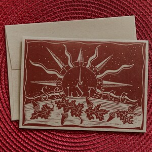 Hand Printed Winter Solstice Note Cards Linocut Original Art - Etsy