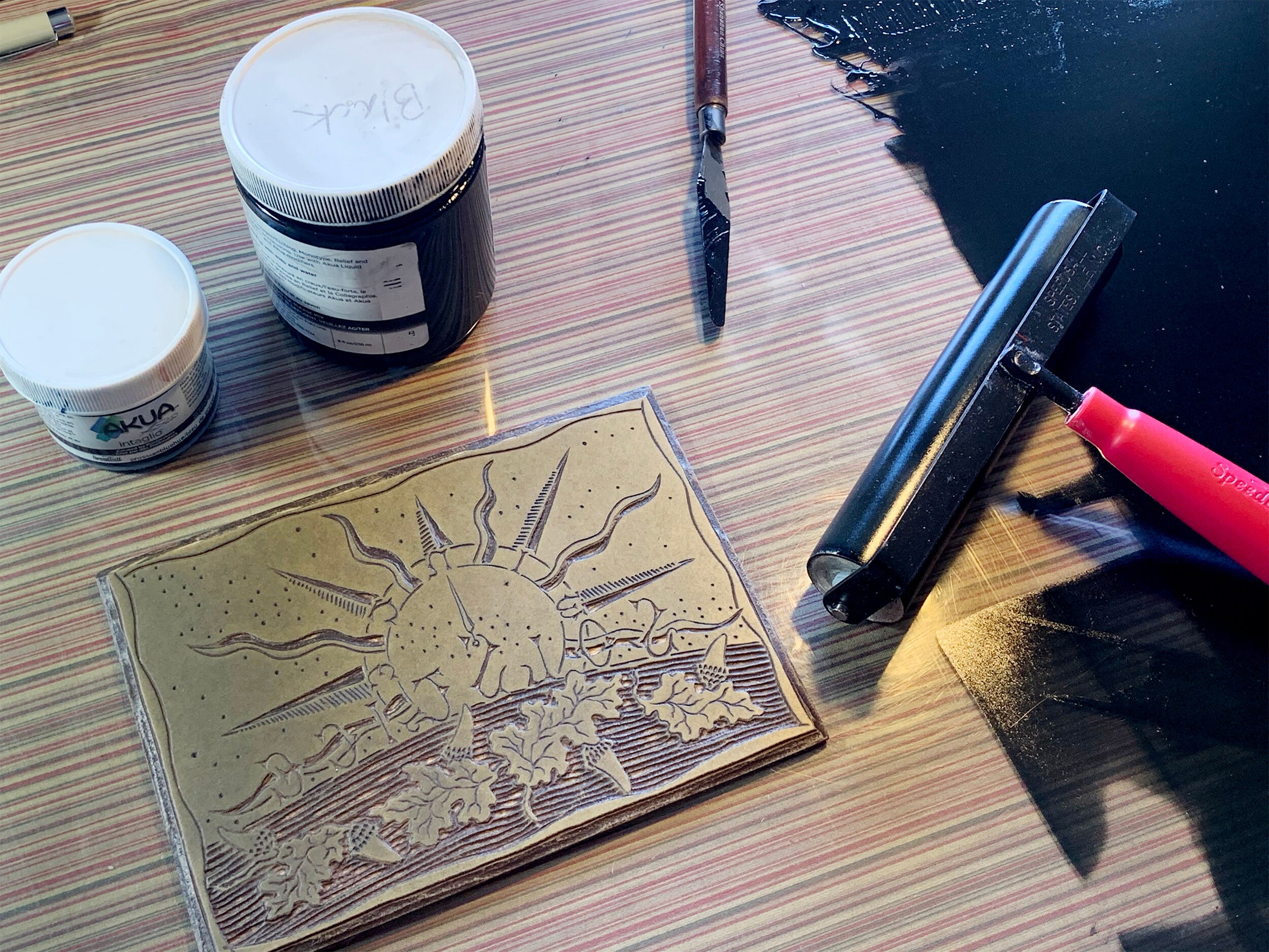 Hand Printed Winter Solstice Note Cards Linocut Original Art - Etsy