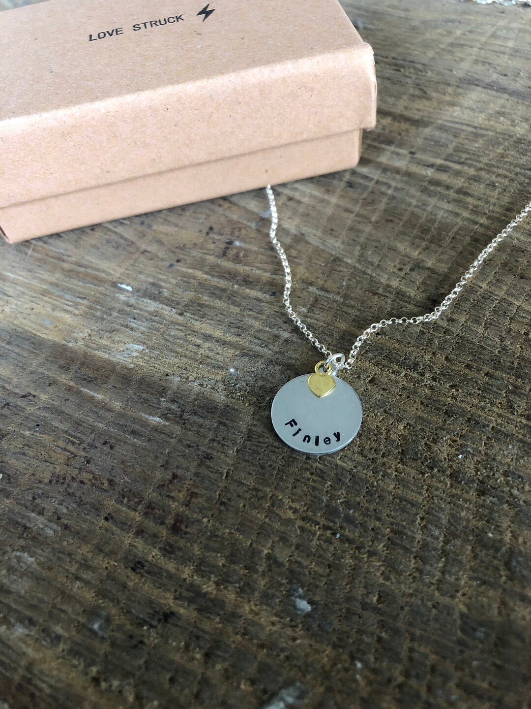 Personalised Silver Chain Necklace Jewellery Hand Stamped Pendant Gold ...