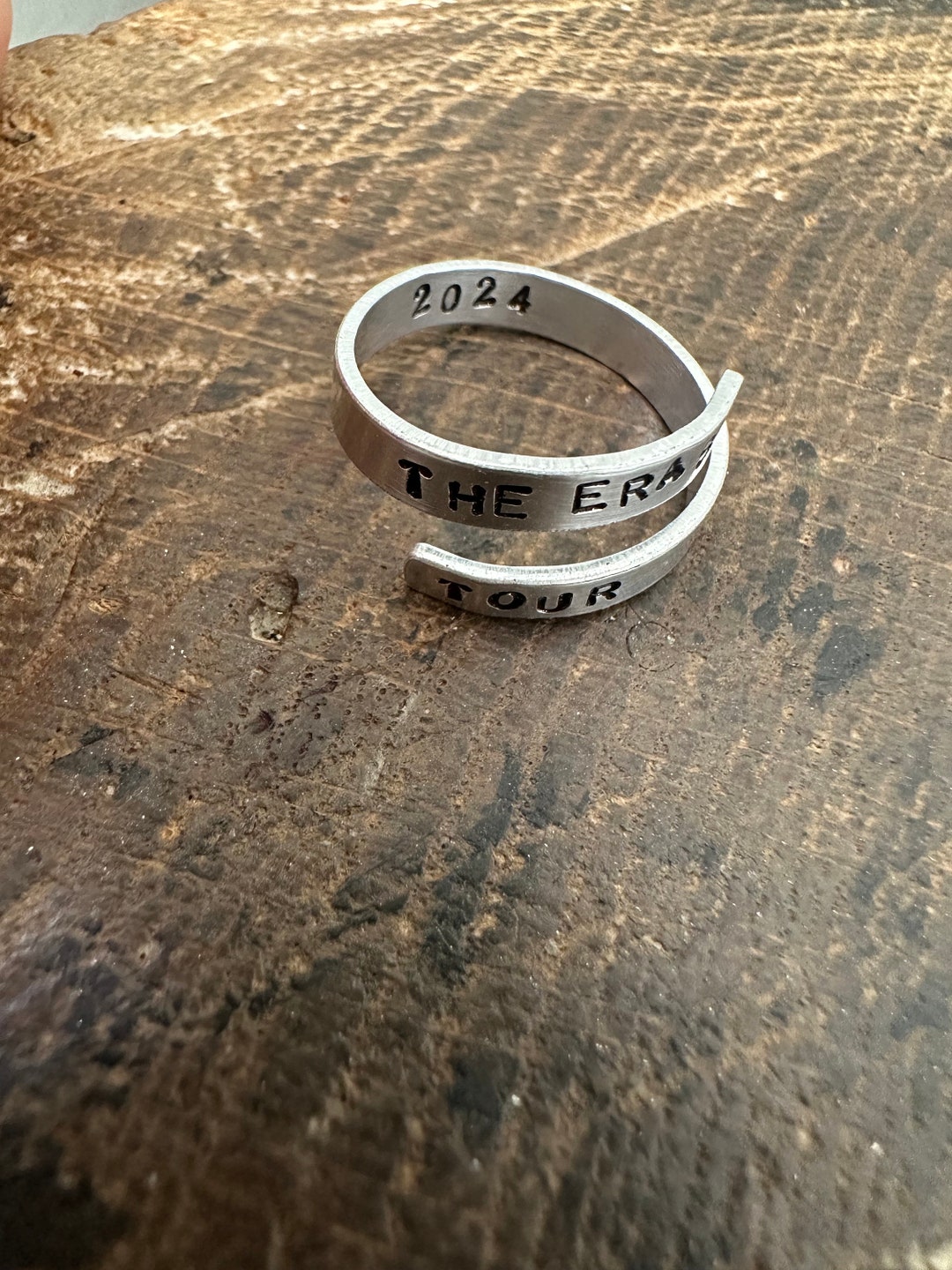 Hand Stamped Silver Adjustable Wrap Ring Jewellery Custom the Eras Tour ...