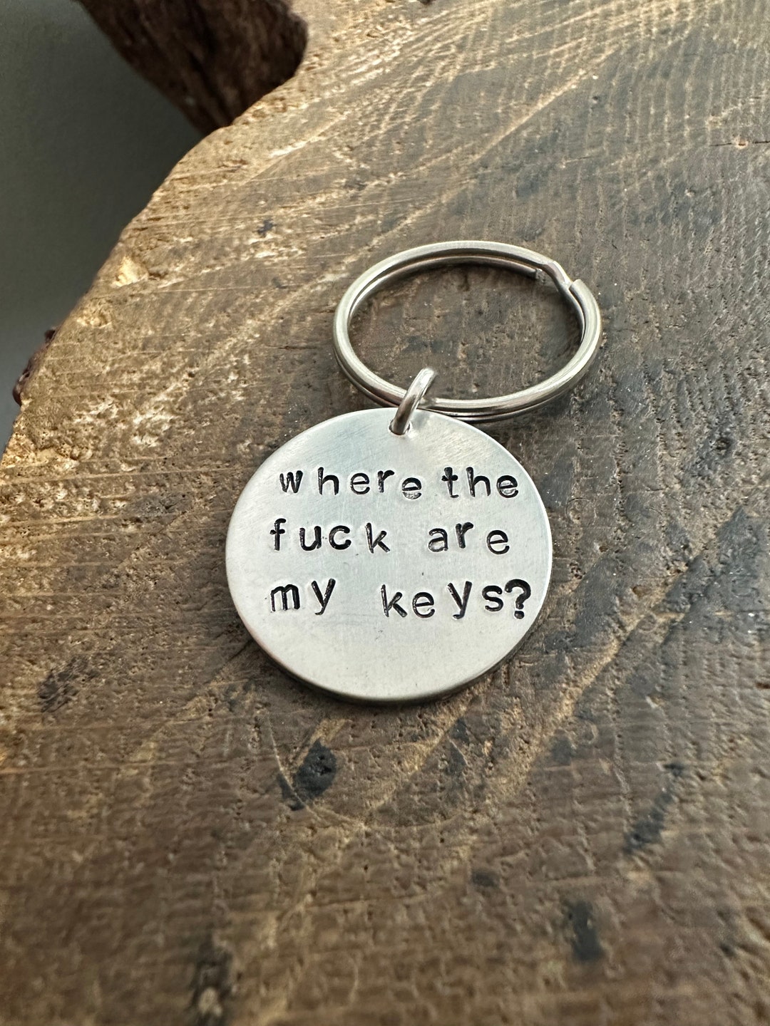 Hand Stamped Rude Keyring Custom New Home House Funny Fun Present Where ...