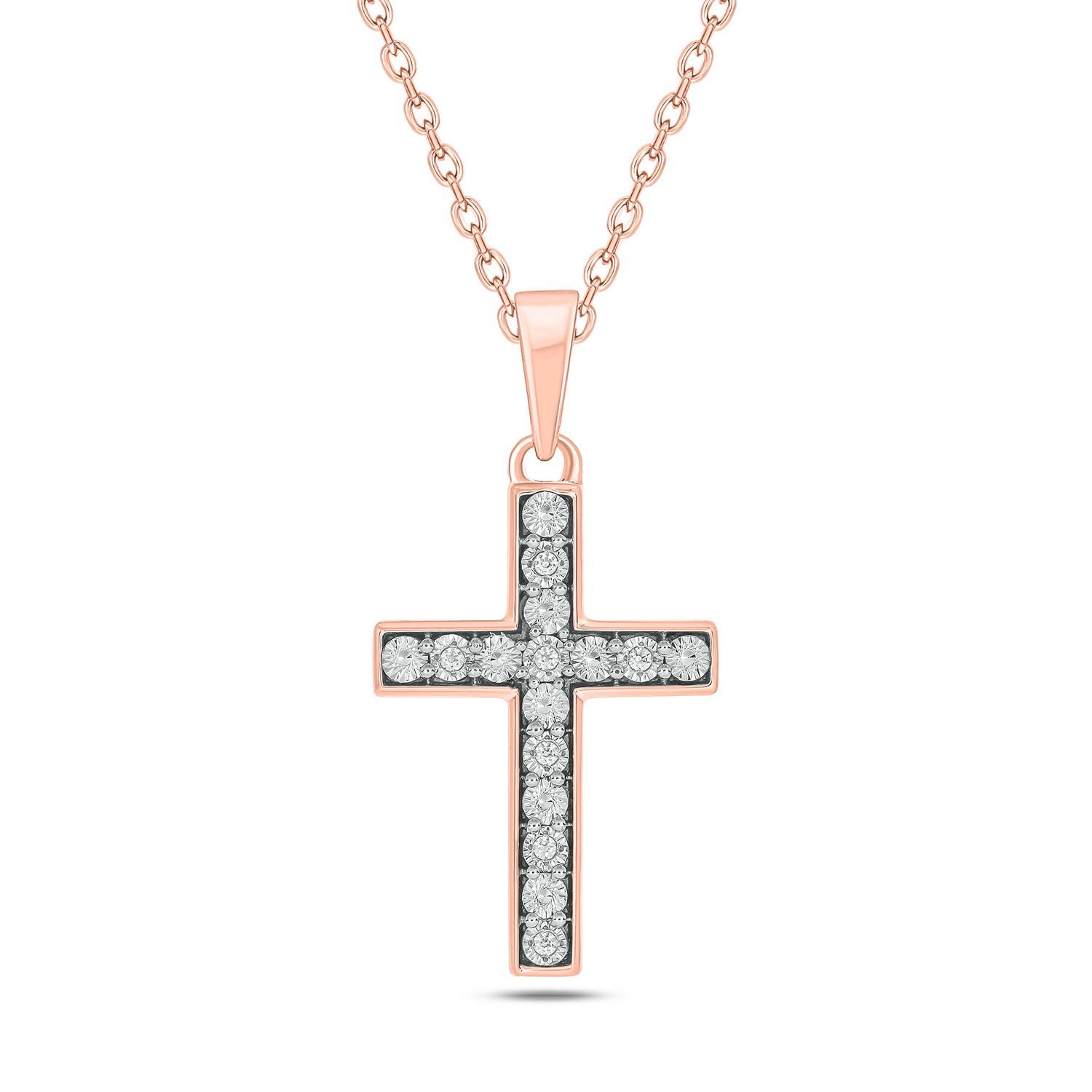Cali Trove Diamond Cross Pendant | 1/20 CT Natural Diamonds | 925 ...