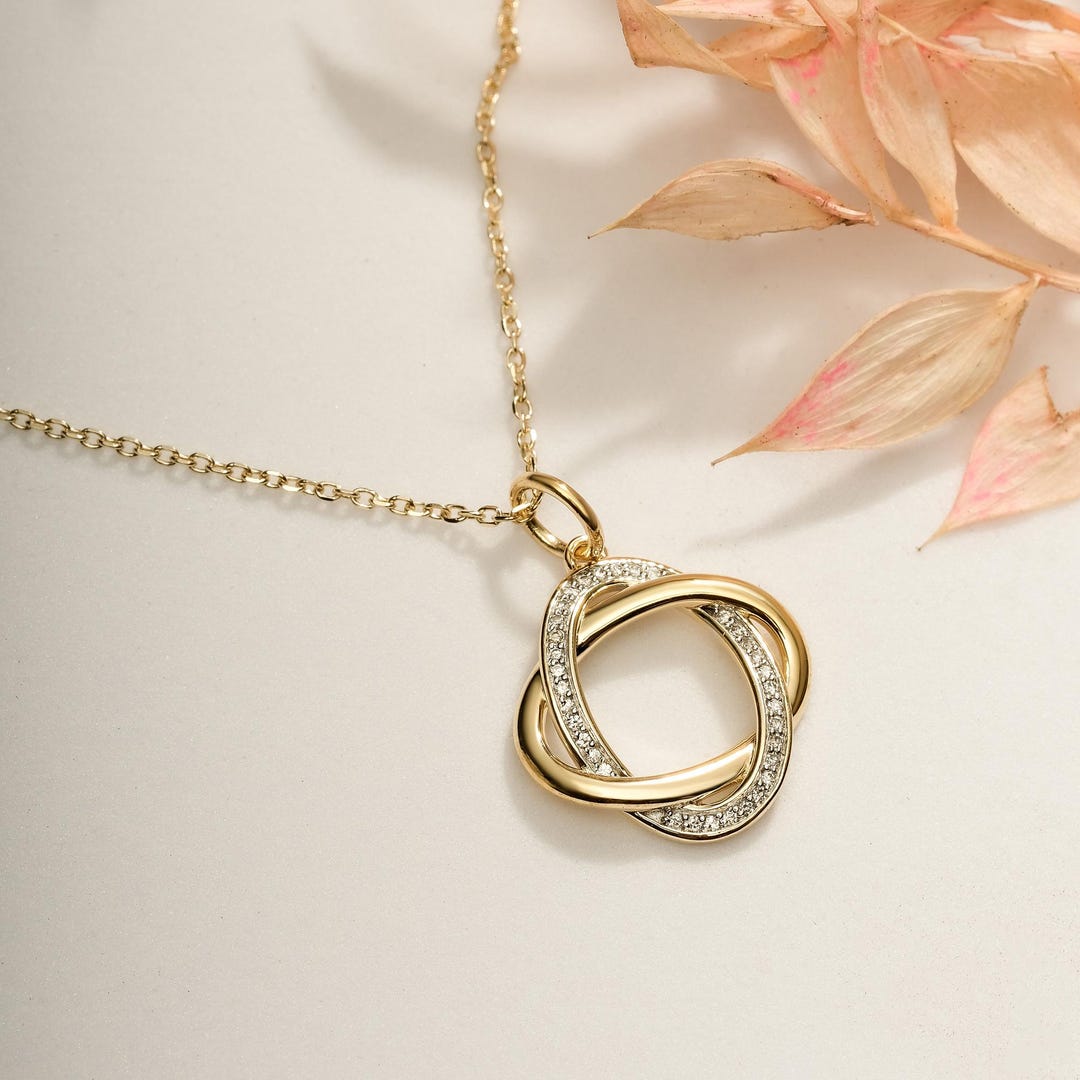 Cali Trove 1/10ct Diamond Love Knot Necklaces for Women|925 Sterling ...