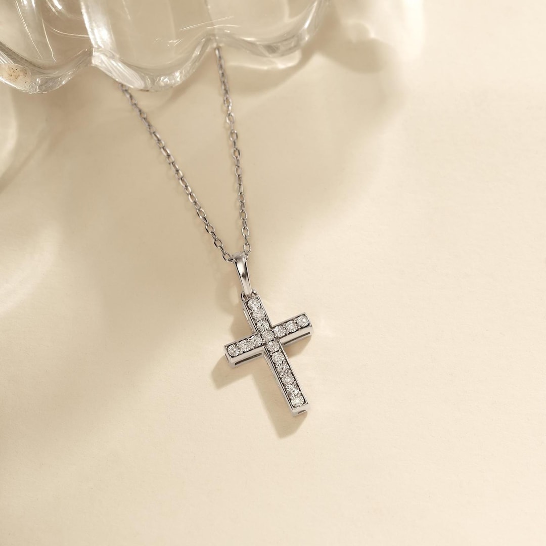 Cali Trove Diamond Cross Pendant | 1/20 CT Natural Diamonds | 925 ...
