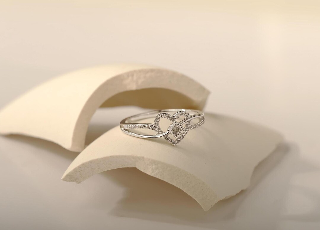 Cali Trove's 1/10ct Gold Vermeil Diamond Heart Criss Cross Rings for ...