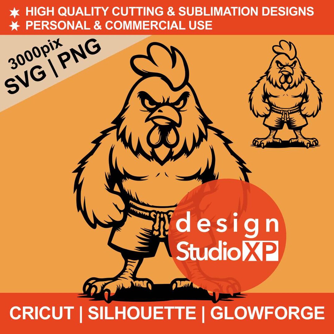 SVG Vector / PNG , Angry Chicken , Cricut Silhouette Glowforge Laser ...