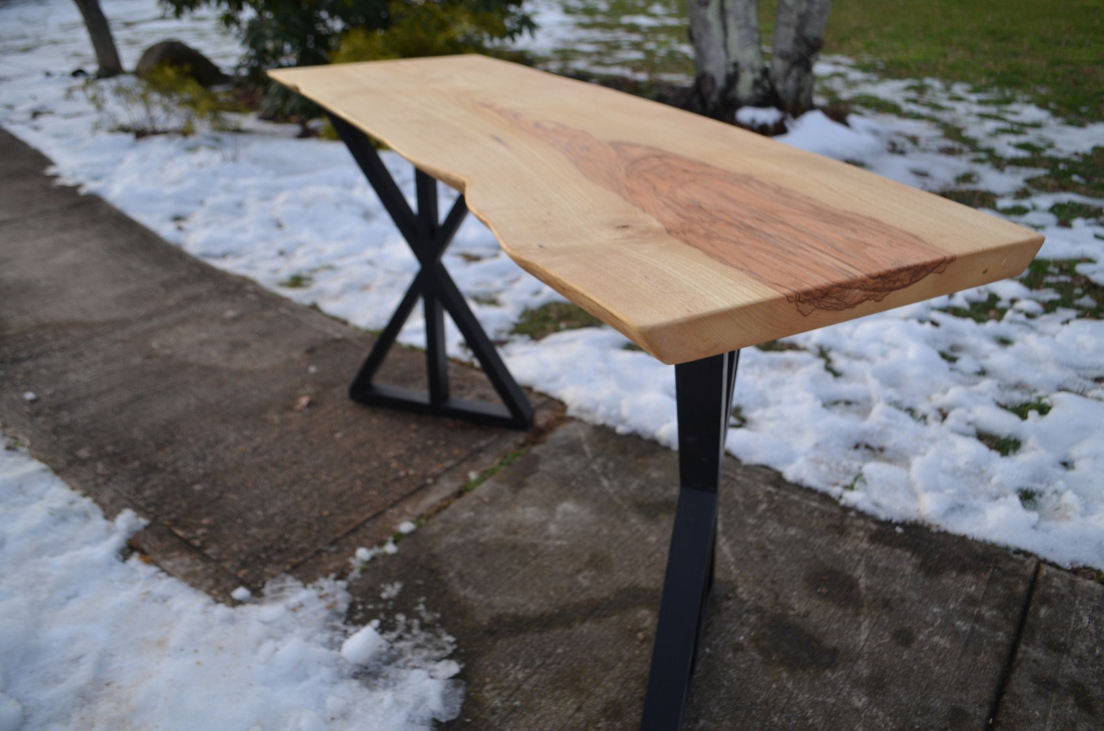 Live Edge Desk Slab Desk Wood Desk Metal Legs Working From | Etsy