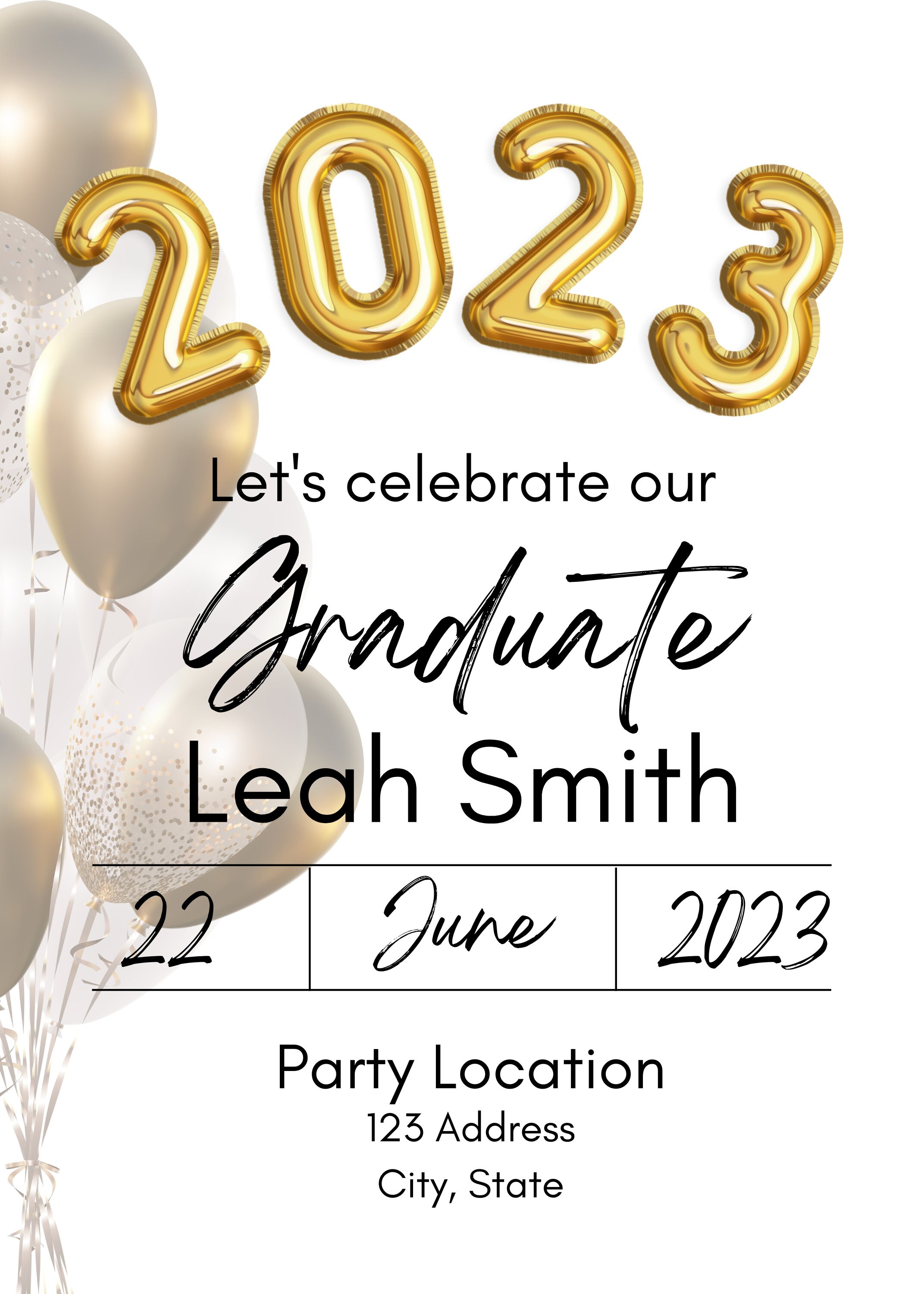 2023 Graduation Party Invitation Template Customizable on Canva ...