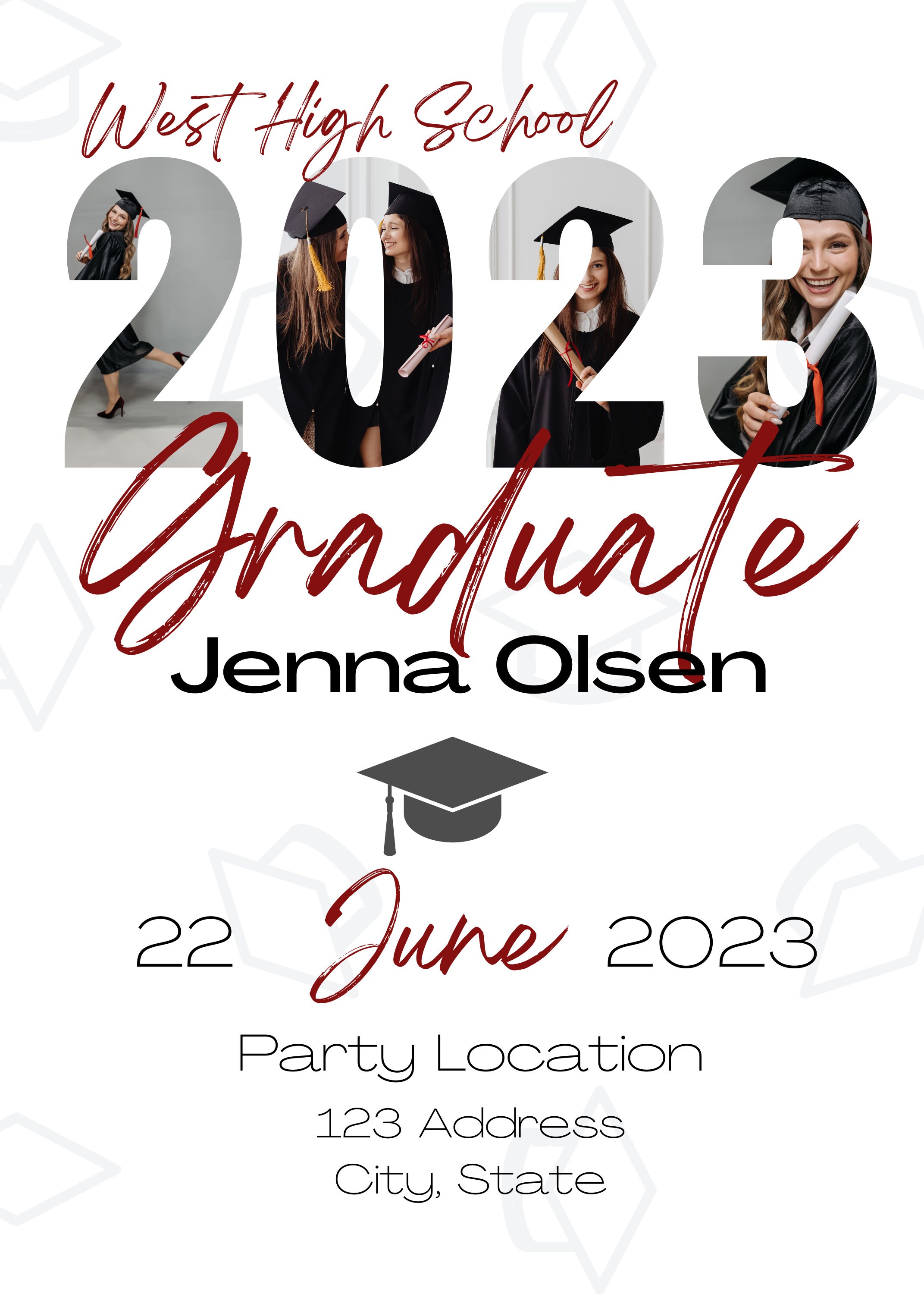 Graduation Party Invitation Template - Digital Graduation Invitation ...