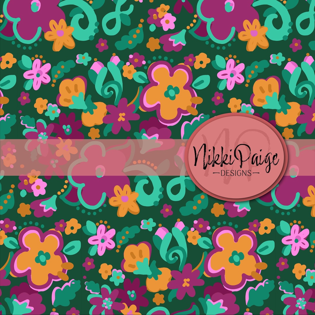 Green Flower Seamless Pattern - Print - Fabric Sublimation - Wallpaper ...