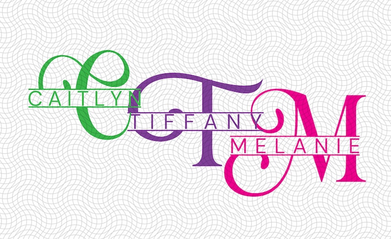 Split Letter Monogram SVG PNG Cut Files Cricut Cut File - Etsy