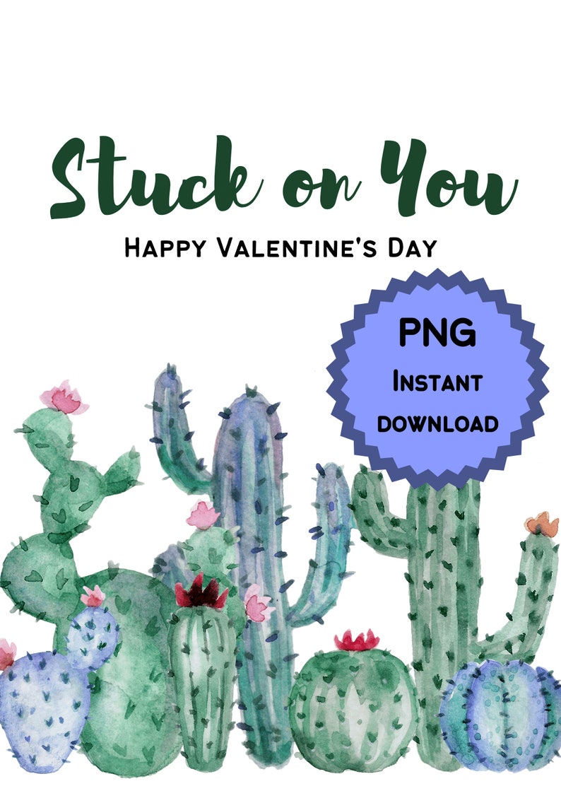 Stuck on You Valentine's Day Card - Instant Digital Download - PNG ...