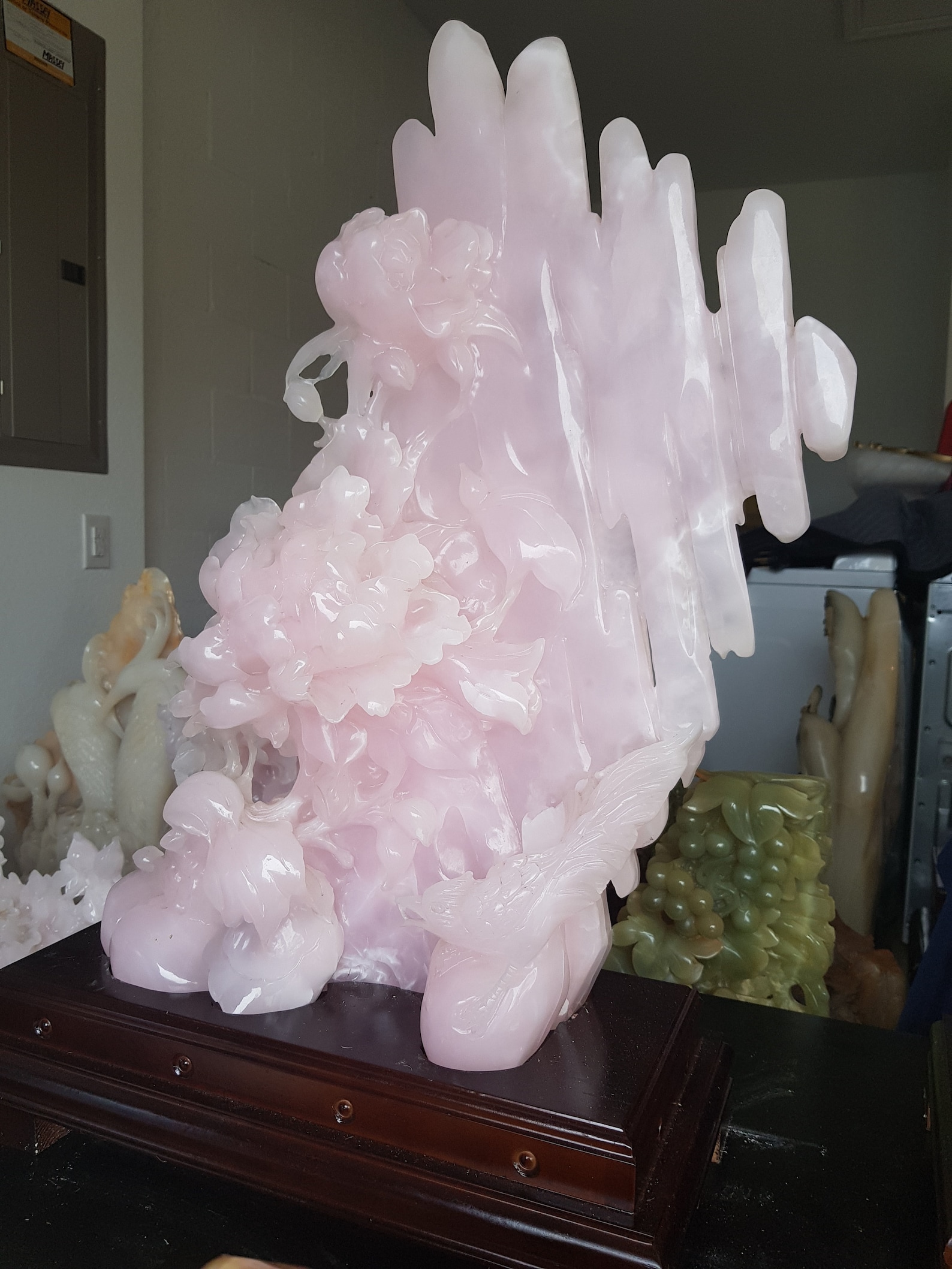 Pink Jade Statue Handcarved personal delivery | Etsy