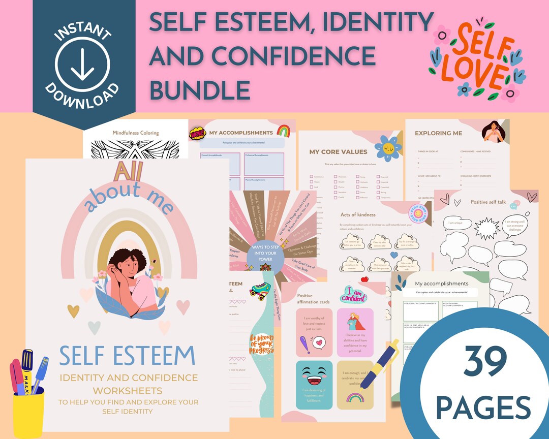 Teen Mental Health Self-esteem Workbook and Worksheets for School ...