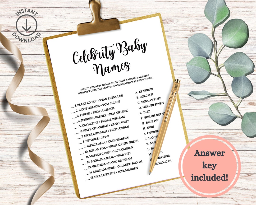 Celebrity Baby Name Game, Celebrity Baby Shower Game, Guess Celebrity ...