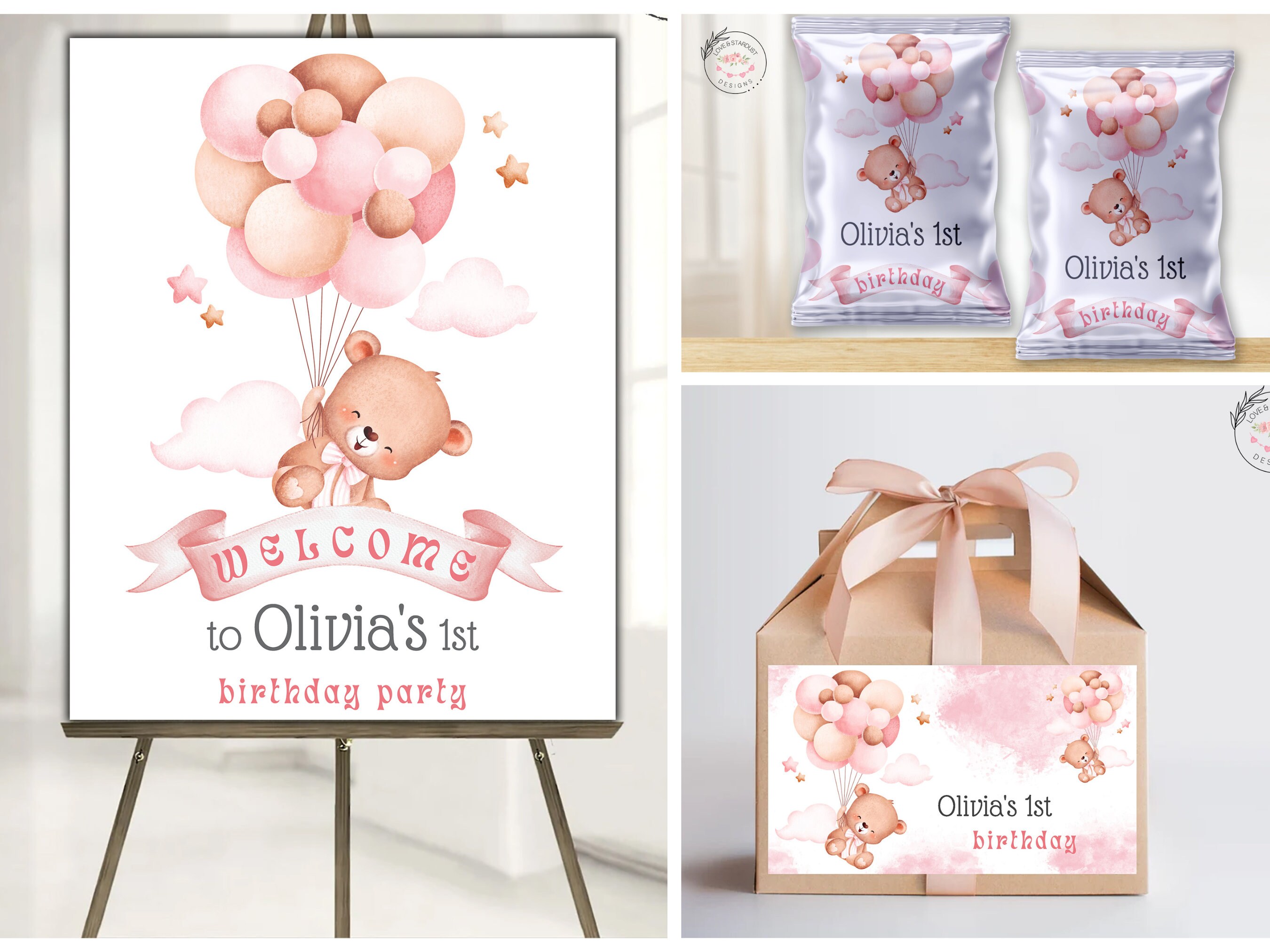 Teddy Bear Birthday Banner, Teddy Bear Printable Party Decoration, Girl ...