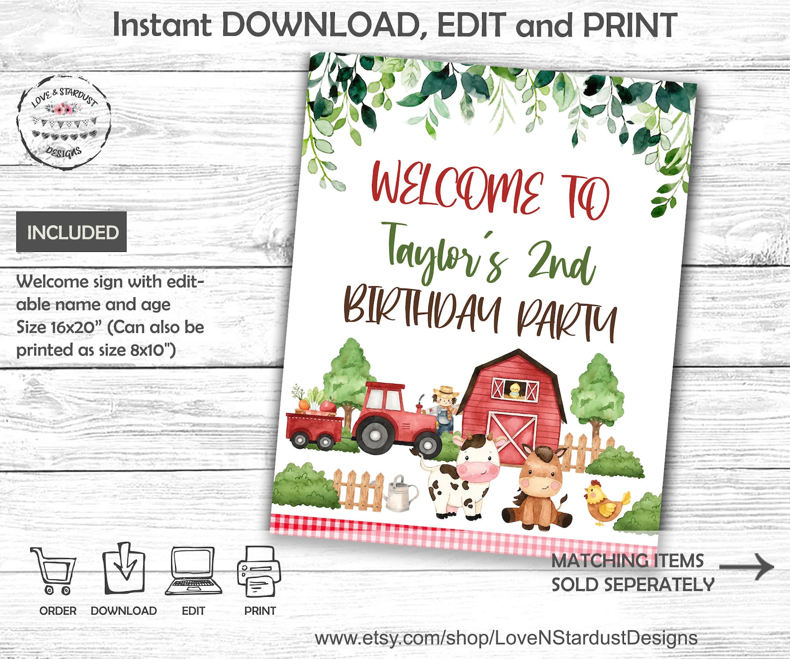 Editable Farm Birthday Welcome Sign Boy Barnyard Birthday Welcome Sign ...