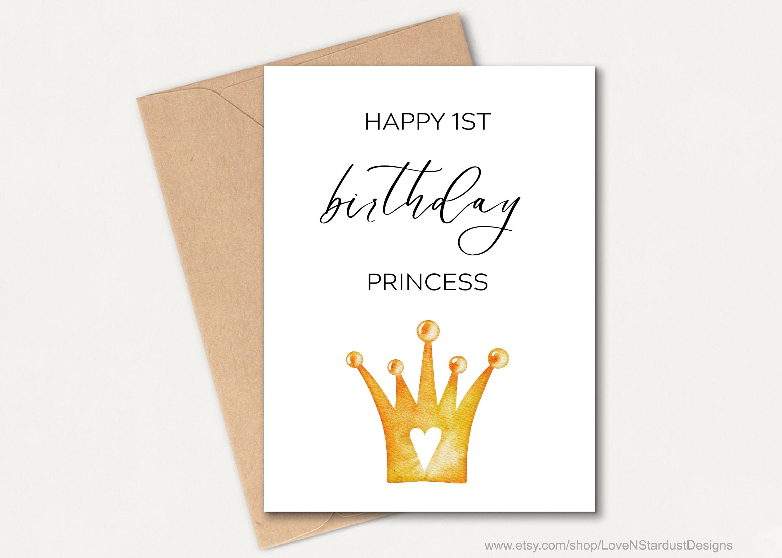 Princess Crown Birthday Card for First Birthday, Minimal Crown 1st ...