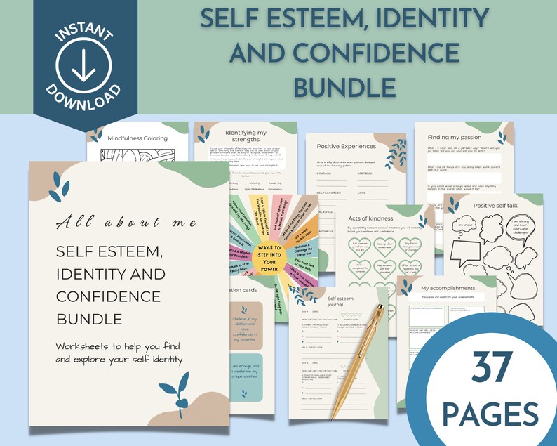 Teen Mental Health Self-esteem Workbook and Worksheets for School ...