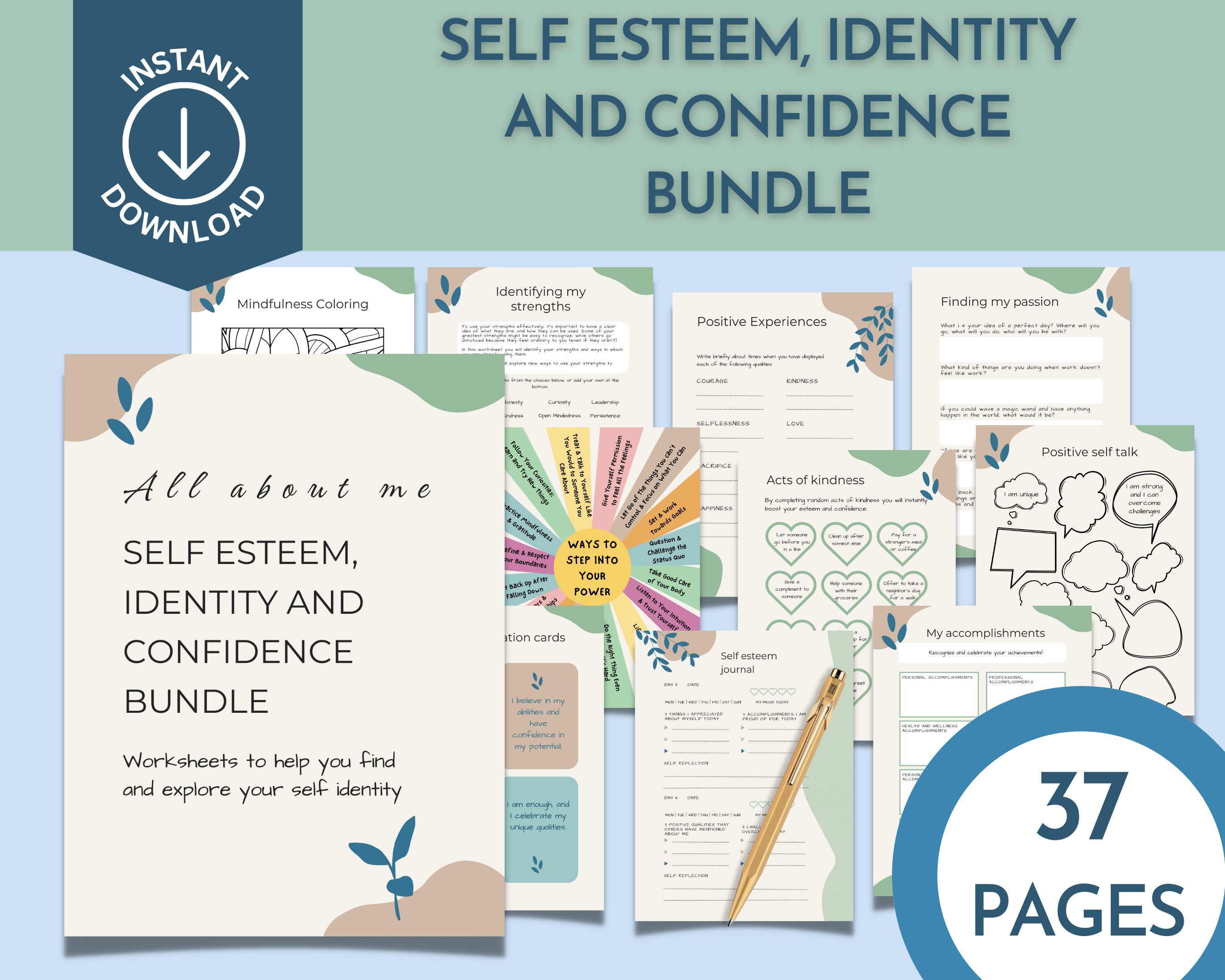 Teen Mental Health Self-esteem Workbook and Worksheets for School ...
