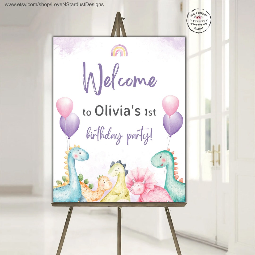 Editable Dinosaur Welcome Sign Instant Download, Dinosaur Birthday Sign ...