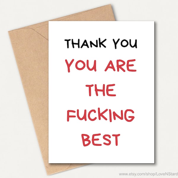 Funny Thank You Card Digital - Etsy