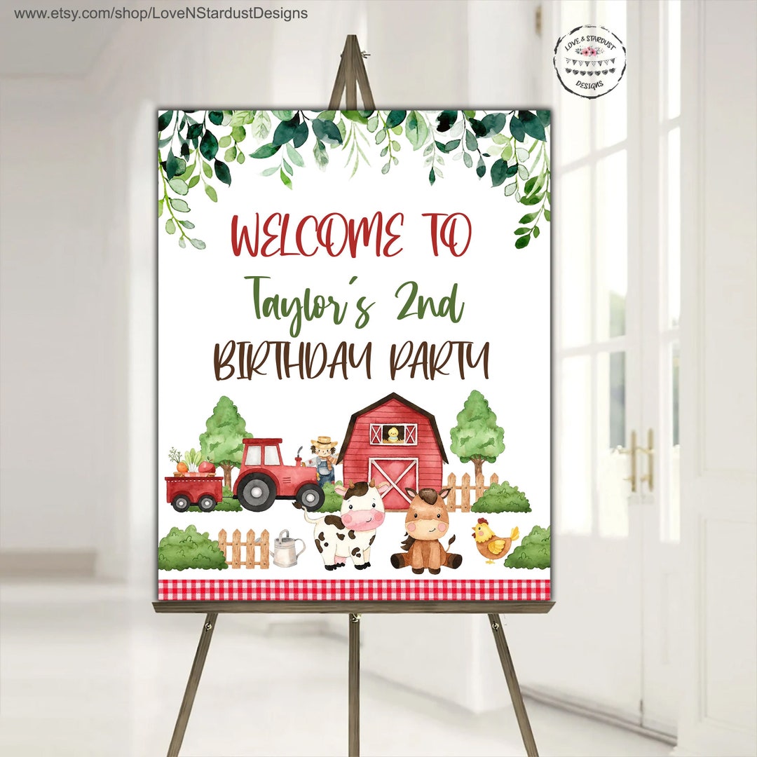 Editable Farm Birthday Welcome Sign Boy Barnyard Birthday Welcome Sign ...