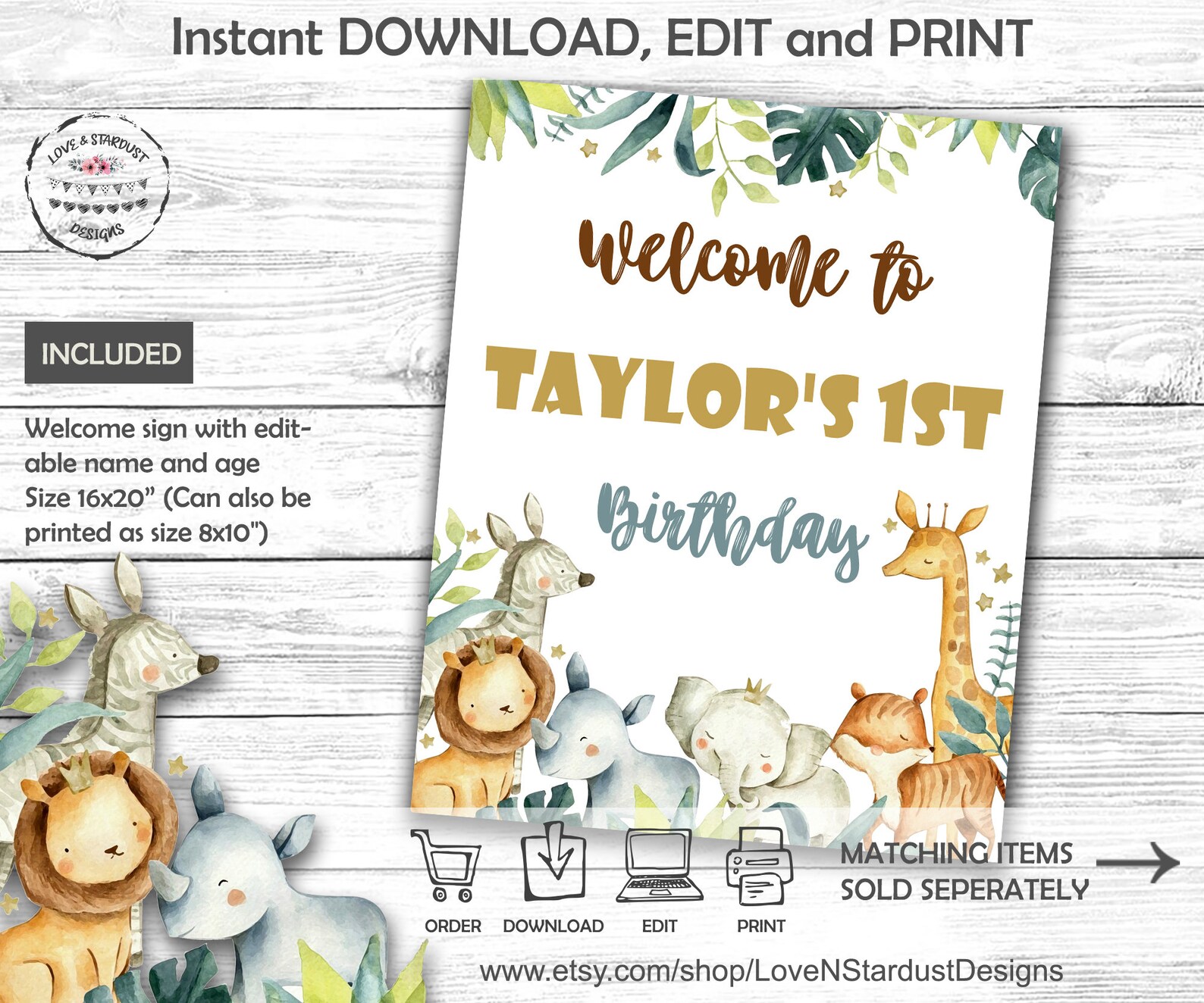 Safari Welcome Sign, Instant Download, Jungle Birthday Welcome,safari ...