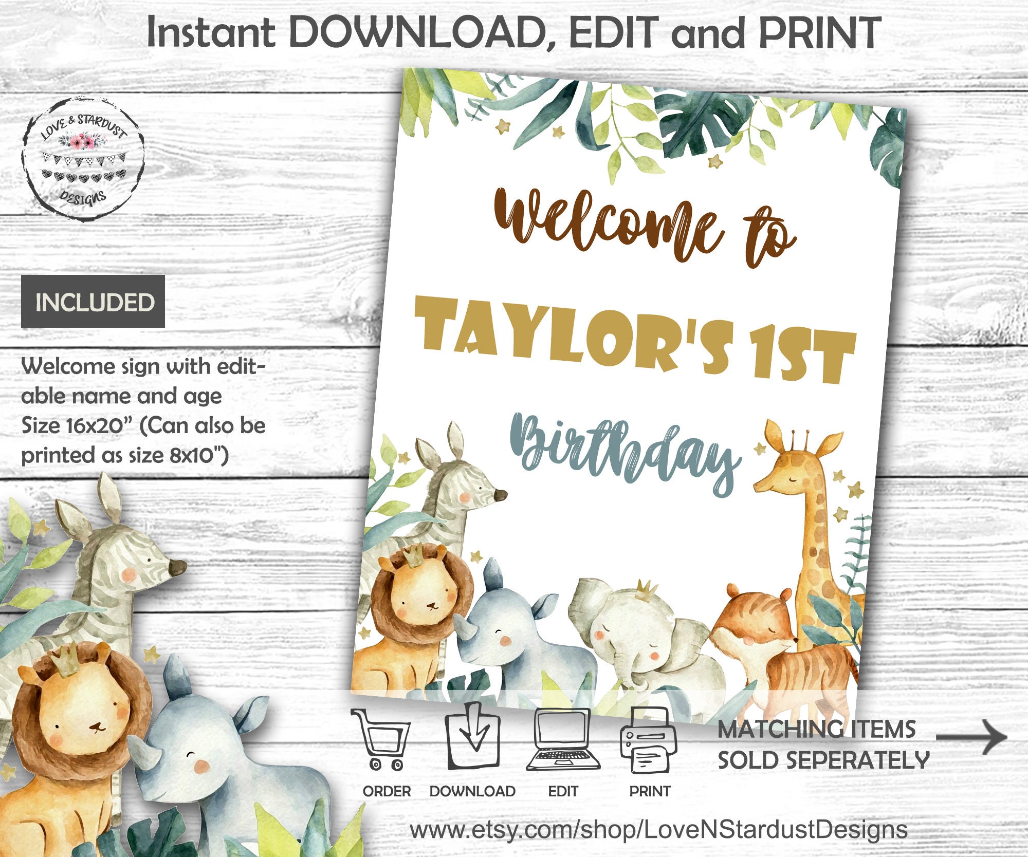 Safari Welcome Sign, Instant Download, Jungle Birthday Welcome,safari ...