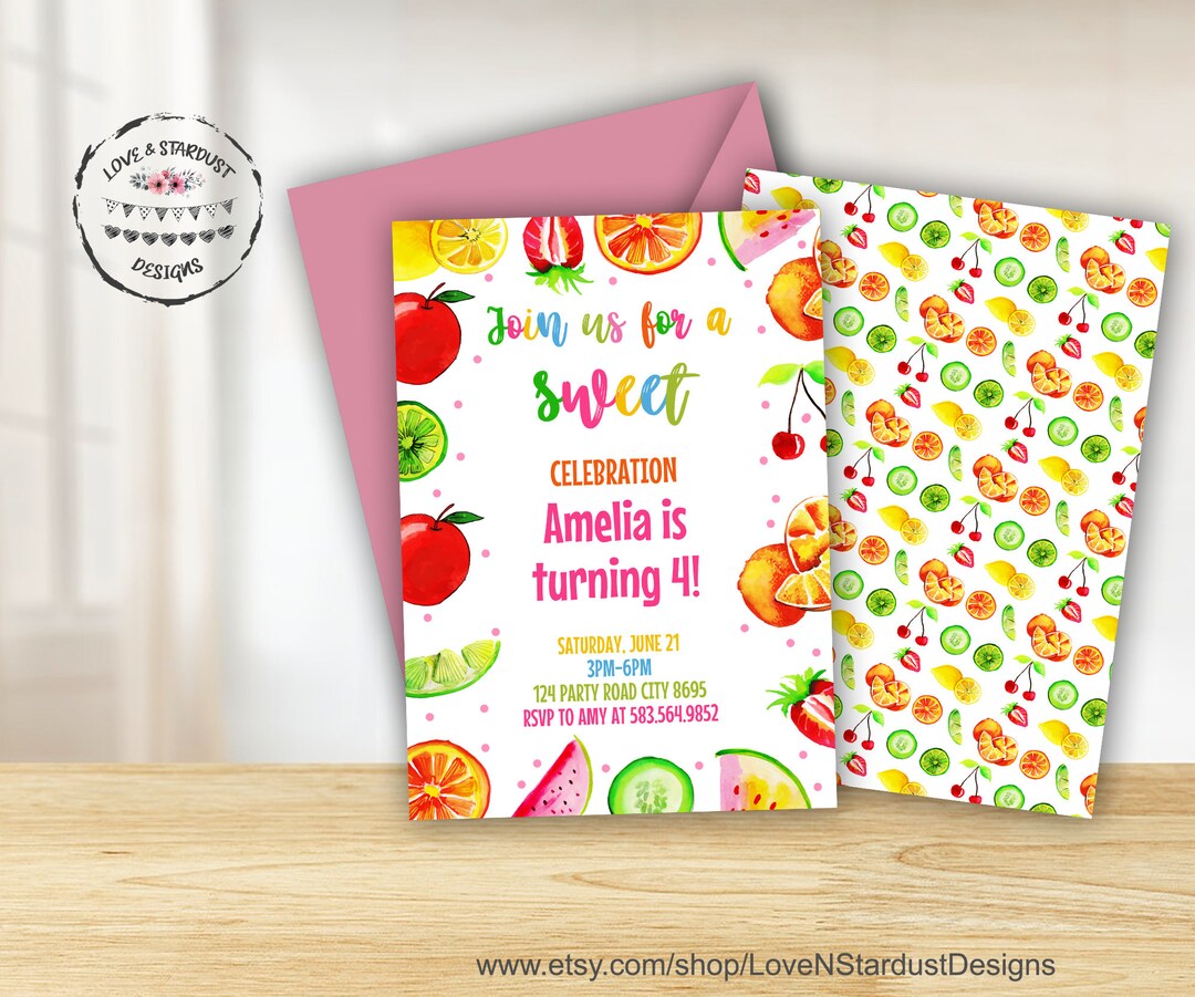 Fruit Birthday Invitation, Editable, Tutti Frutti Invitation, Summer ...