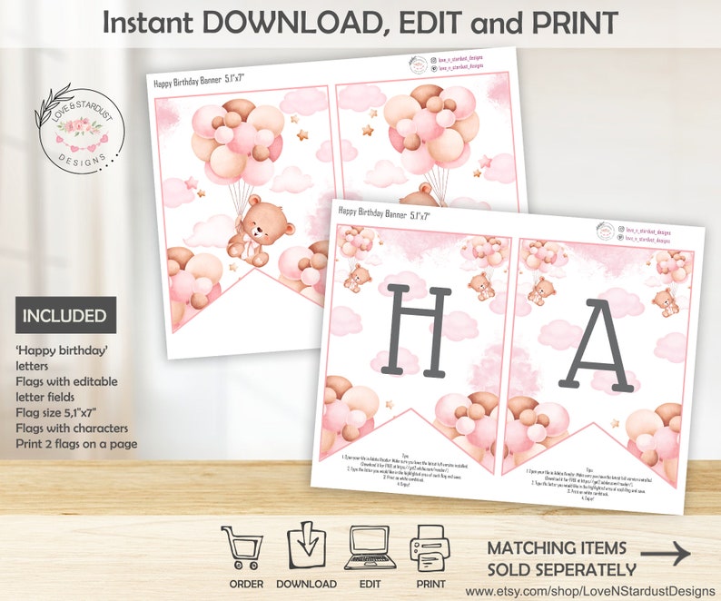 Teddy Bear Birthday Banner Teddy Bear Printable Party - Etsy Australia