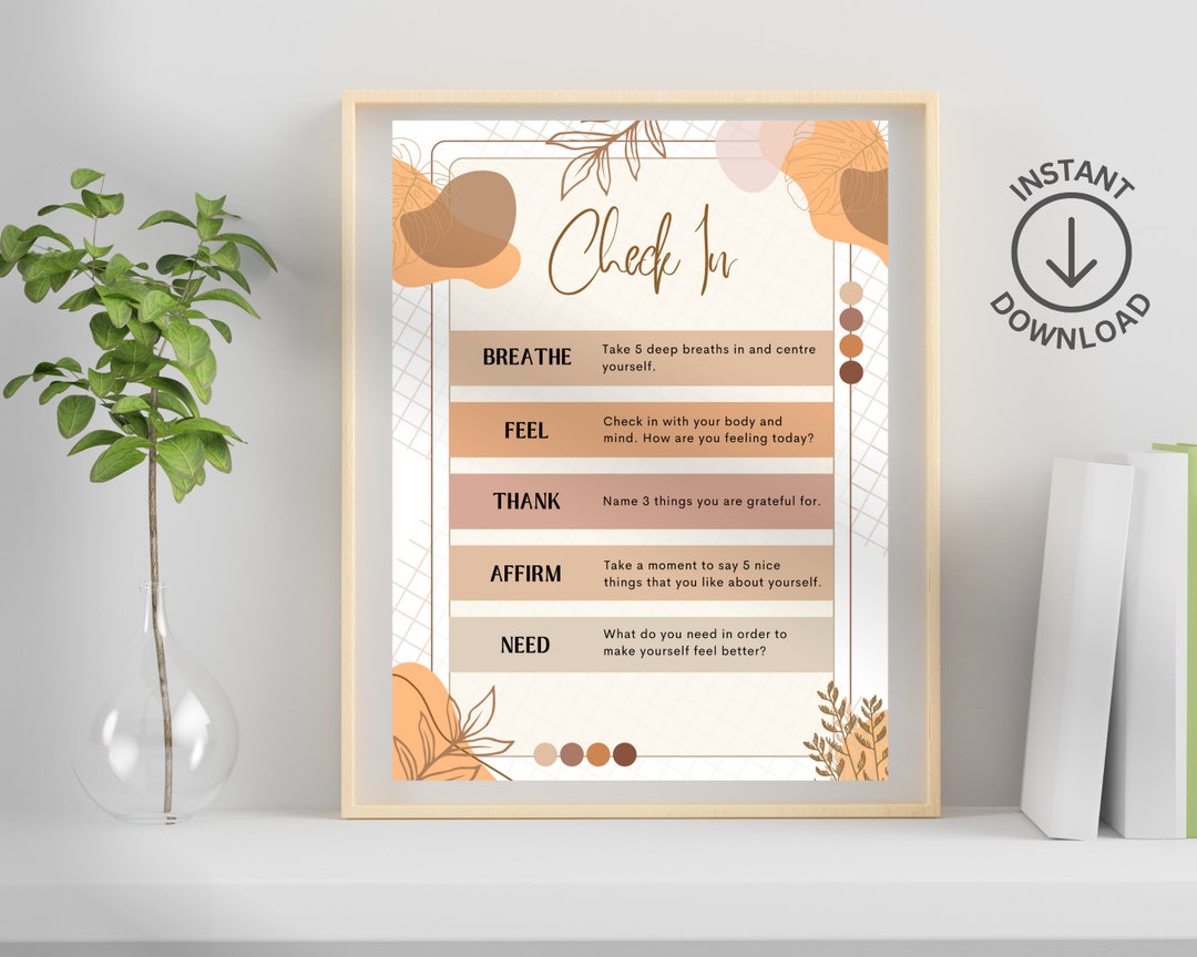 Self-care Check-in Poster Therapy Office Decor, Therapy Office Wall Art ...