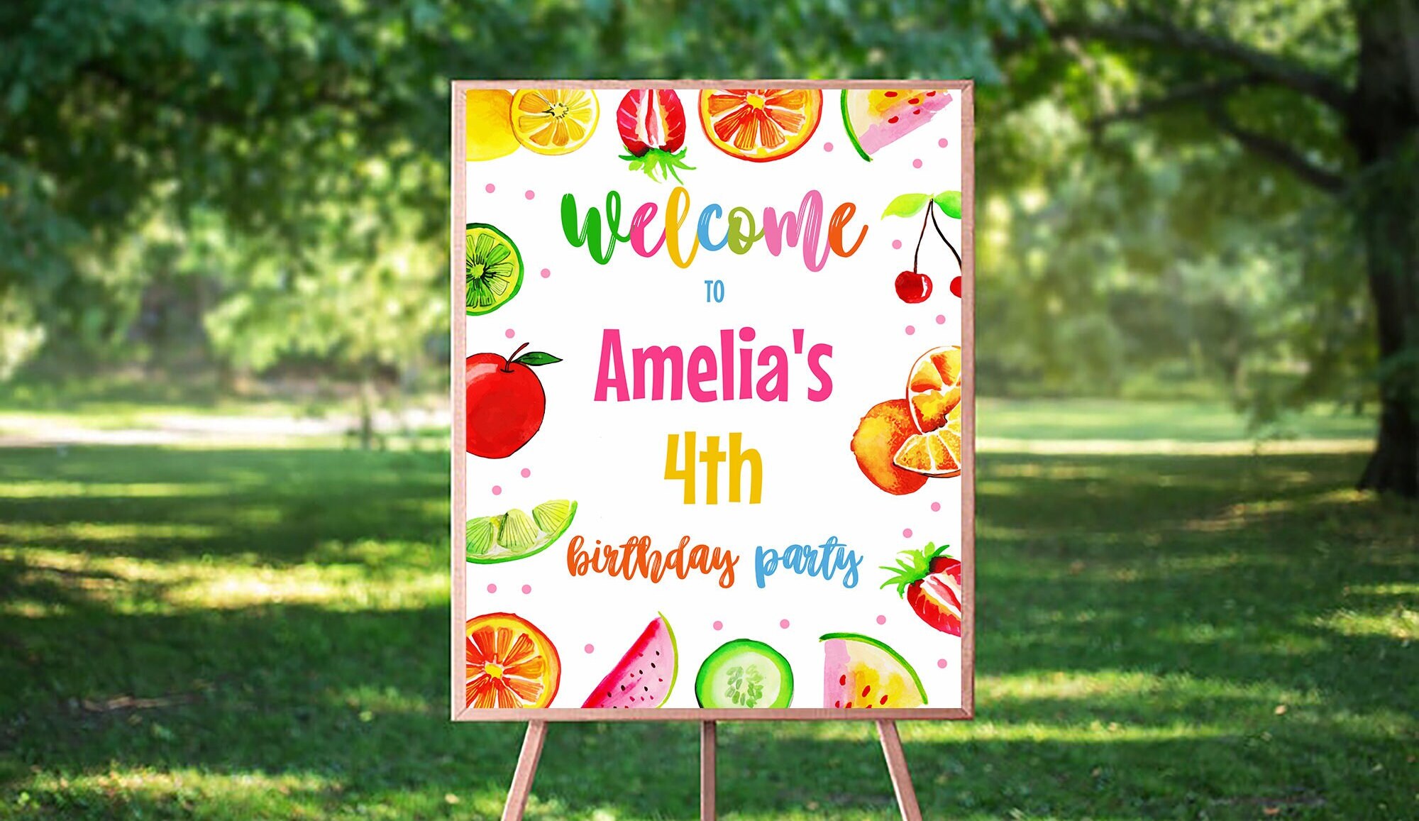 Editable Welcome Sign Fruit Birthday Tutti Fruity Party Fruit Two-tti ...