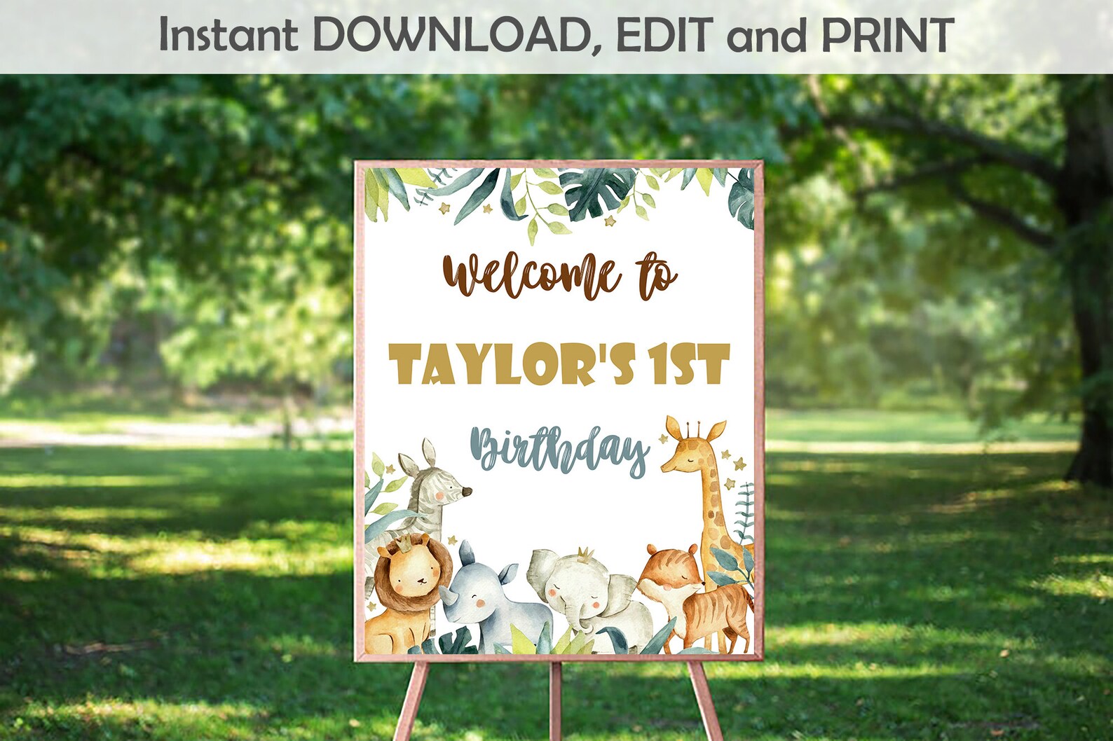 Safari Welcome Sign, Instant Download, Jungle Birthday Welcome,safari ...