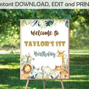 Safari Welcome Sign, Instant Download, Jungle Birthday Welcome,safari ...