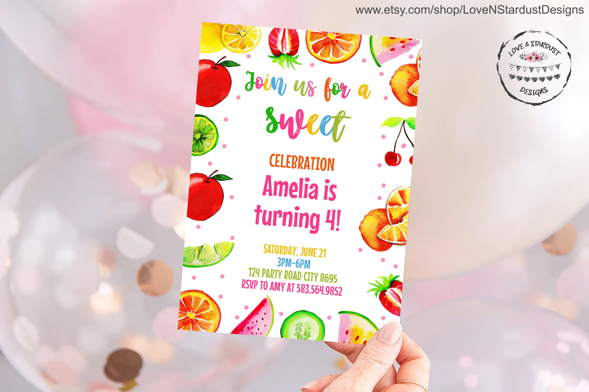 Fruit Birthday Invitation, Editable, Tutti Frutti Invitation, Summer ...