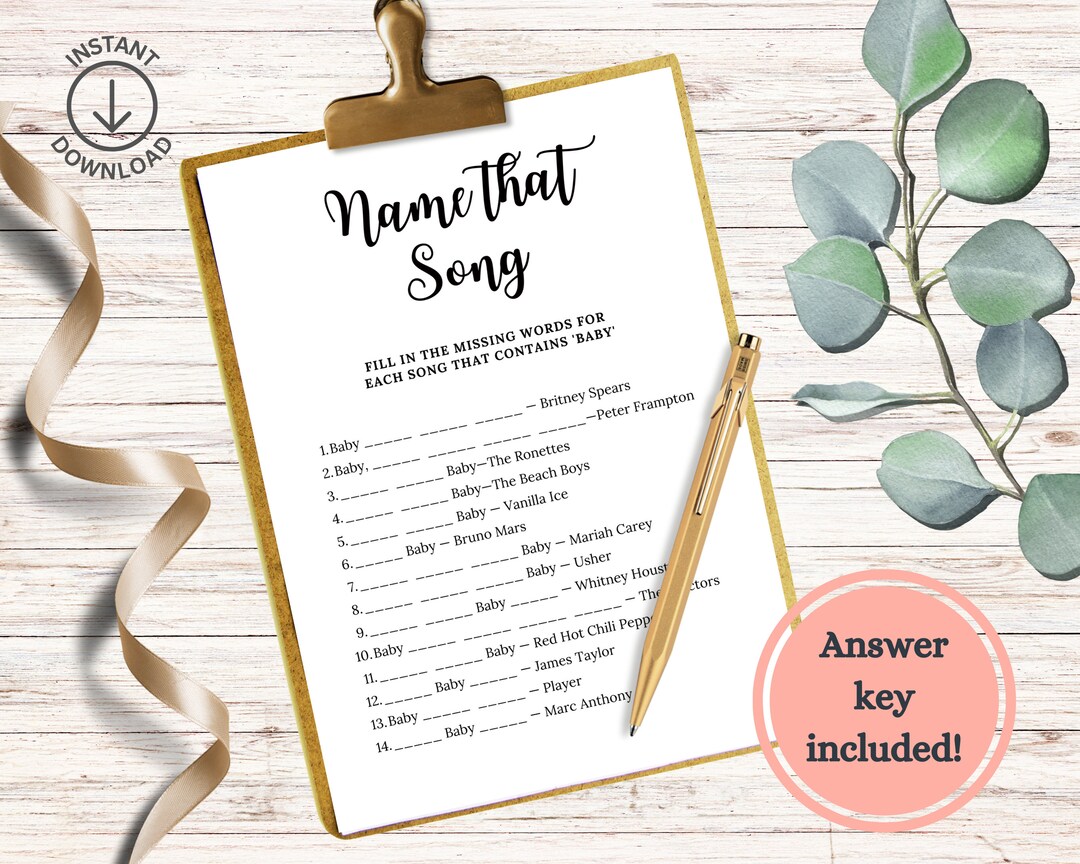 Name That Baby Song, Printable Baby Shower Games, Baby Shower Games ...