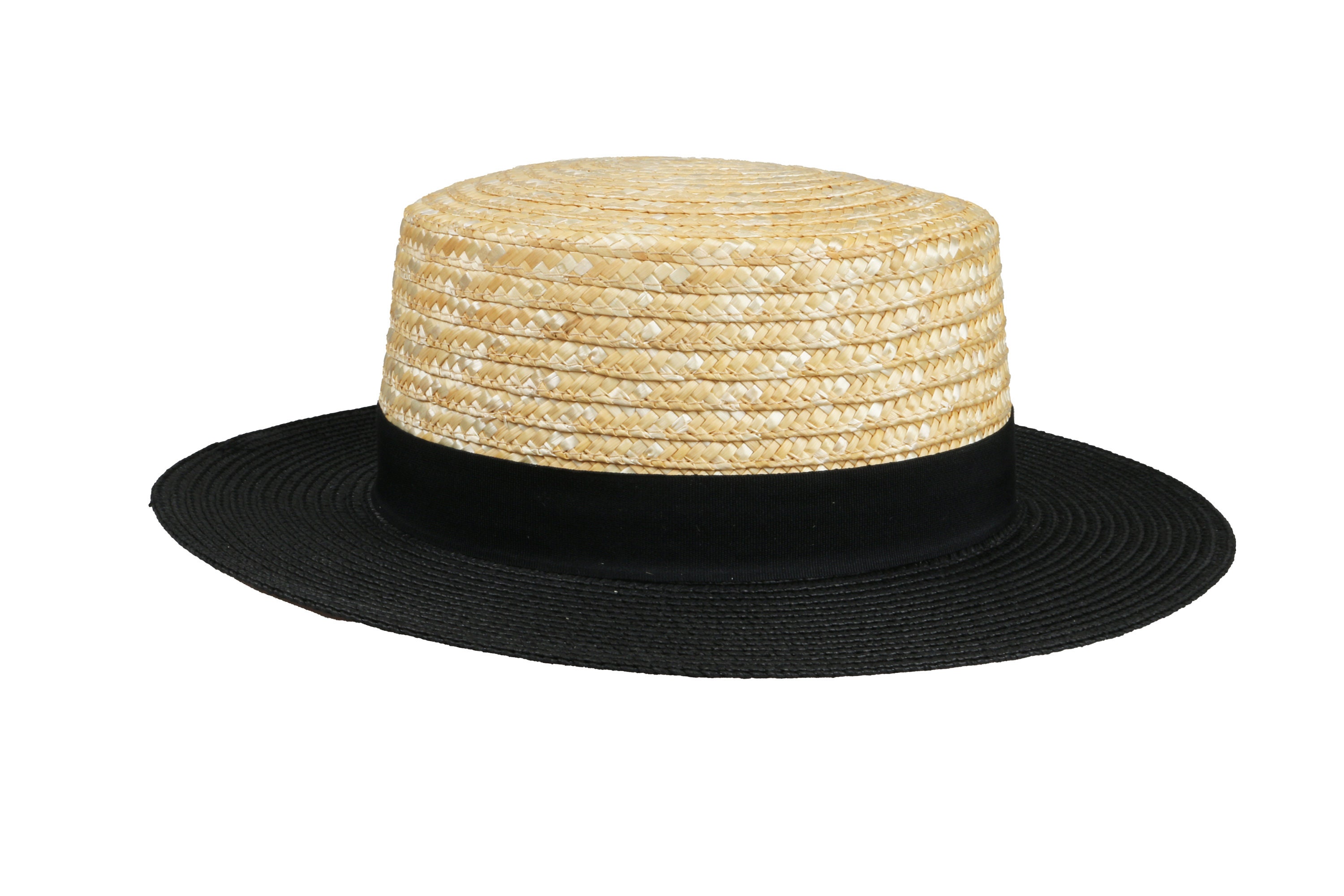 Black Straw Boater Hat, Summer Men Women Fedora Hat, Hatsquare Bolero ...