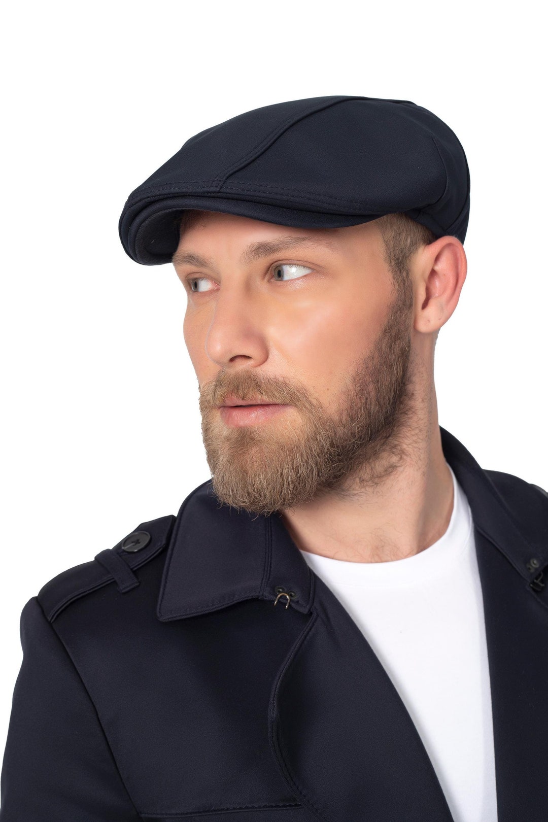 Dark Blue Winter Flat Cap, Water Resistant Peaky Blinders Hat, Ultra ...