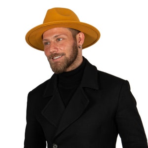 Yellow Fedora Hat, Vegan Felt Stiff Brim Hat, Men Winter Hat, Women ...