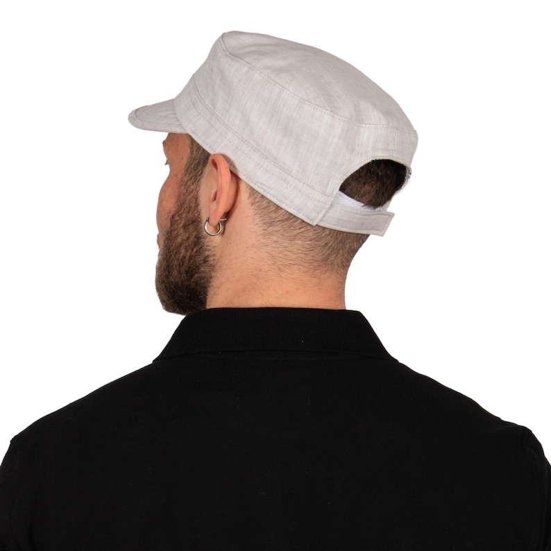 Ivory Summer Cotton Military Cap, Light Army Style Hat, Hatsquare ...